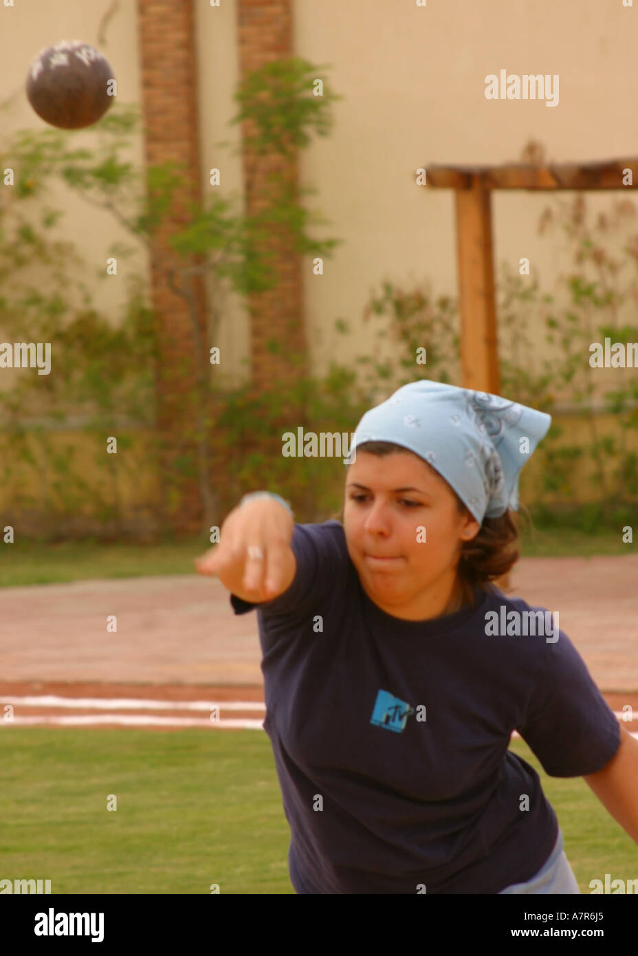 school child throwing the shot putt Stock Photo - Alamy
