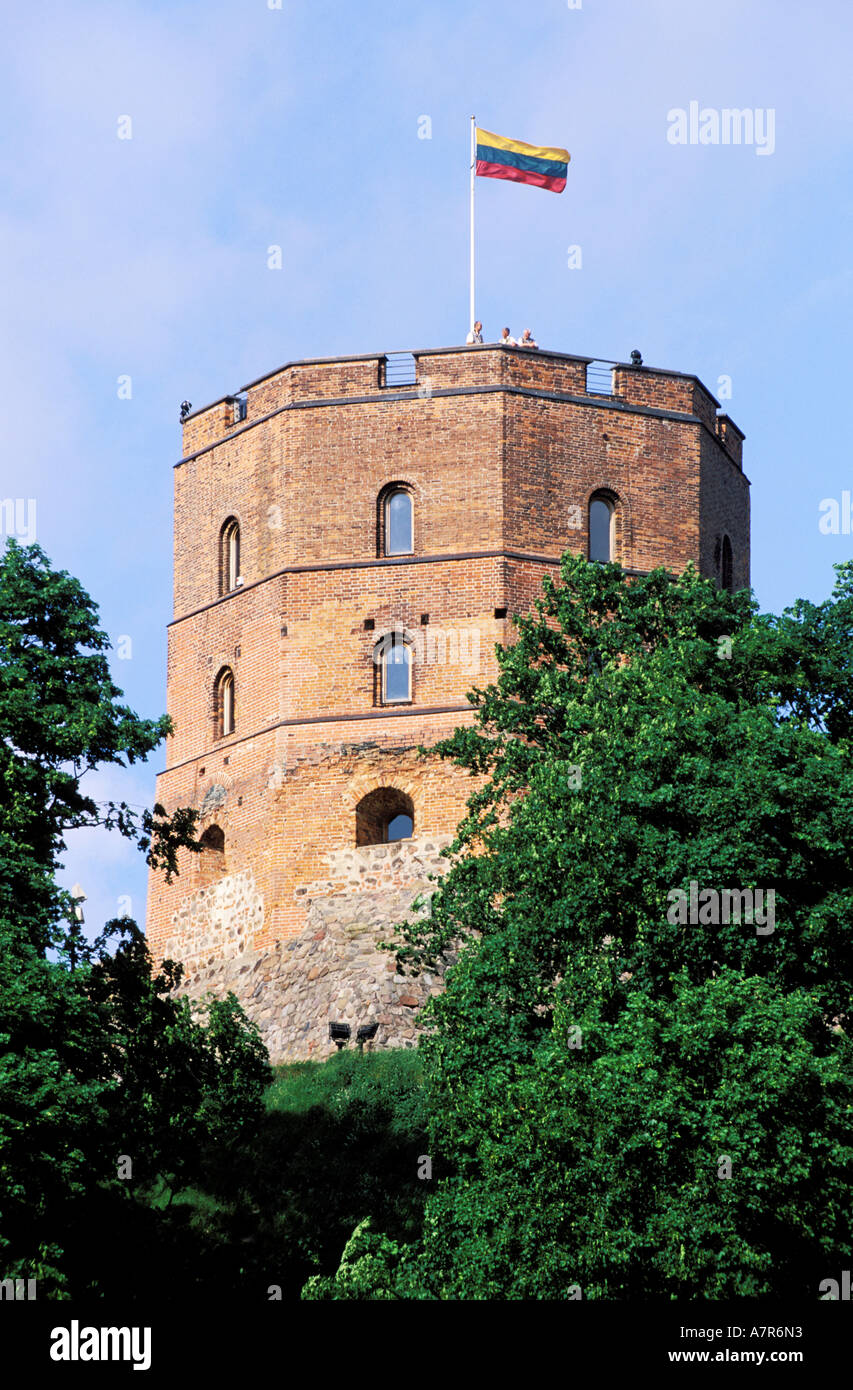 Lithuania (Baltic States), Vilnius, the tower of Gedymine castle ...