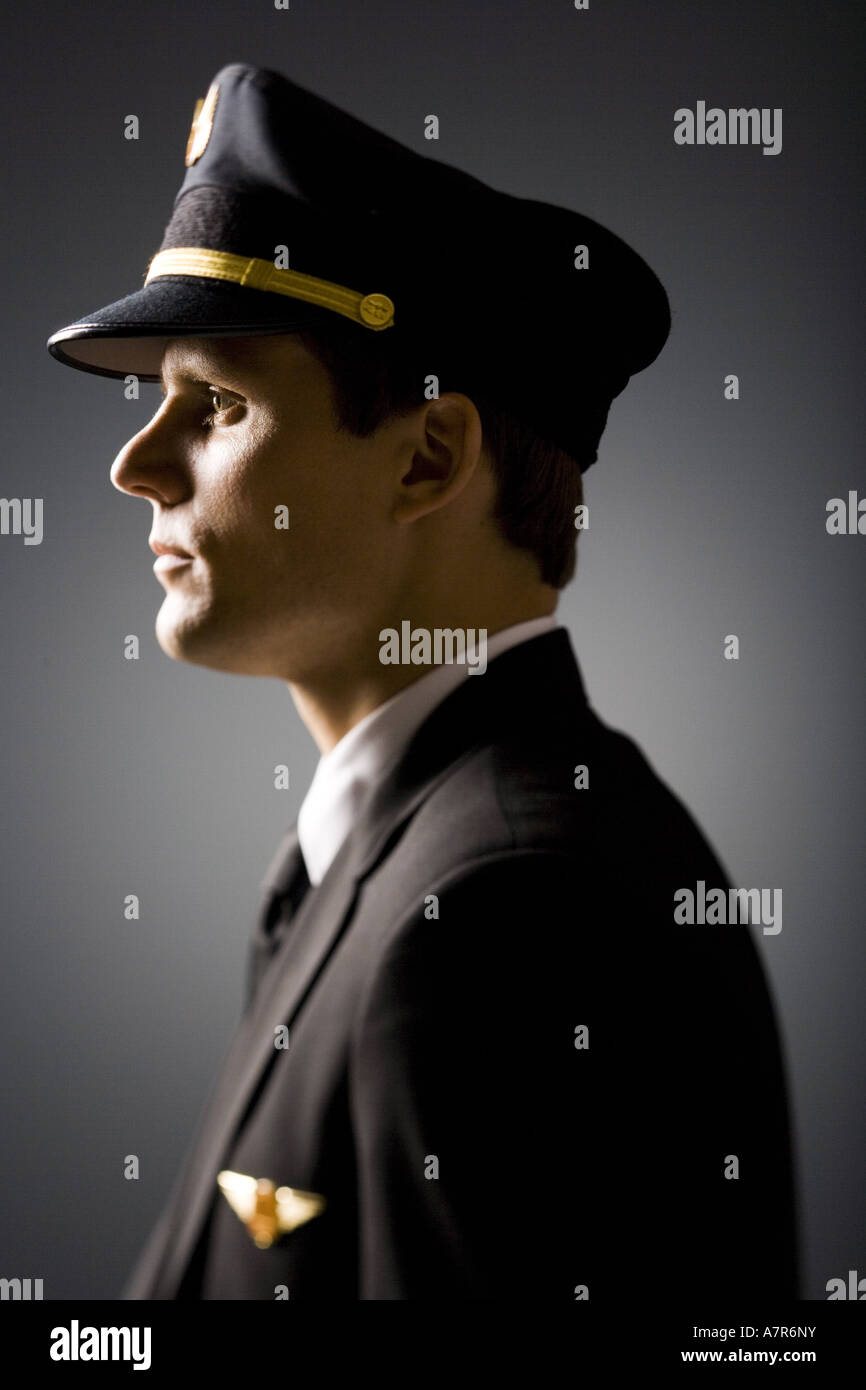 Profile of a pilot Stock Photo - Alamy