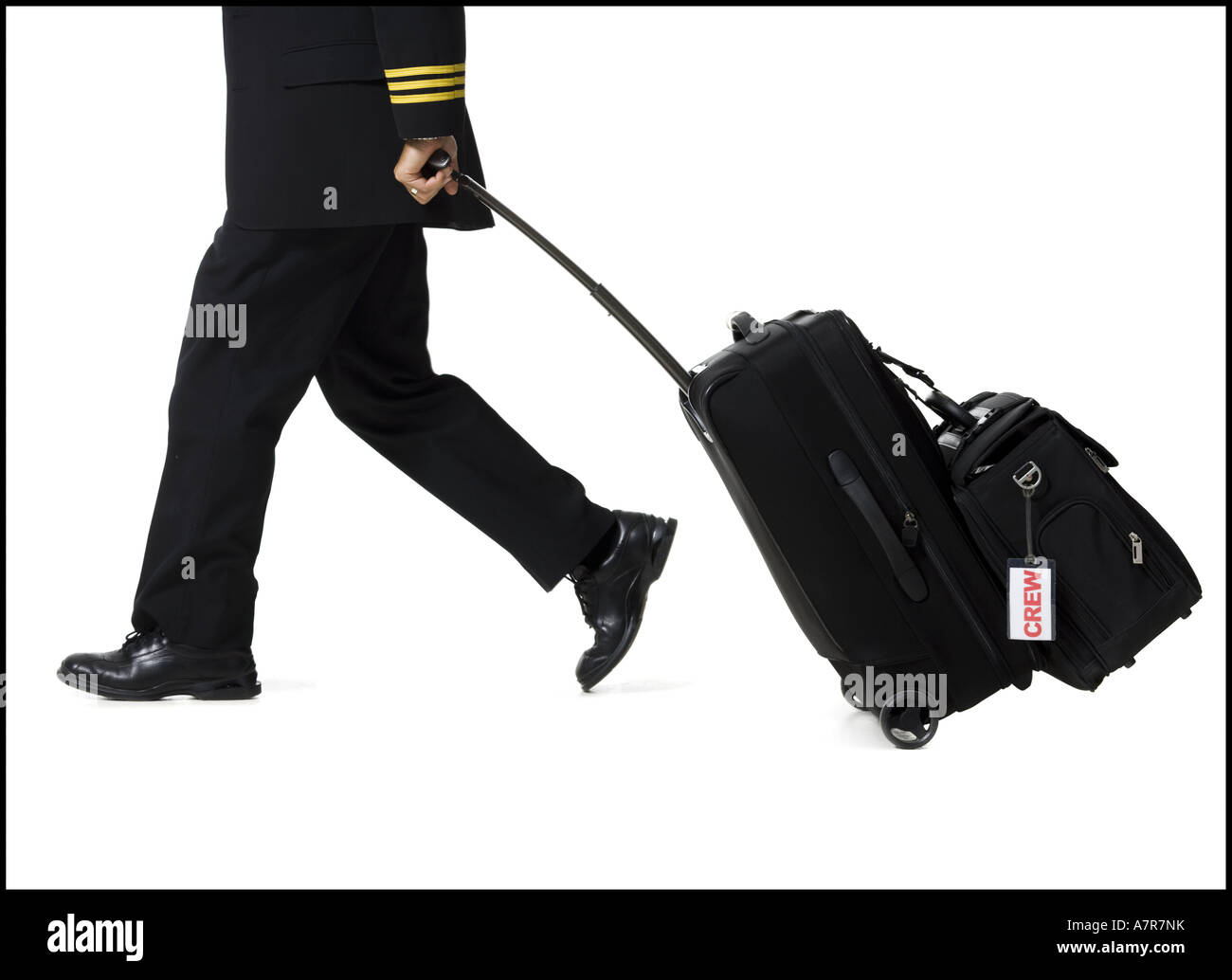 Profile of male pilot with luggage waist down Stock Photo - Alamy