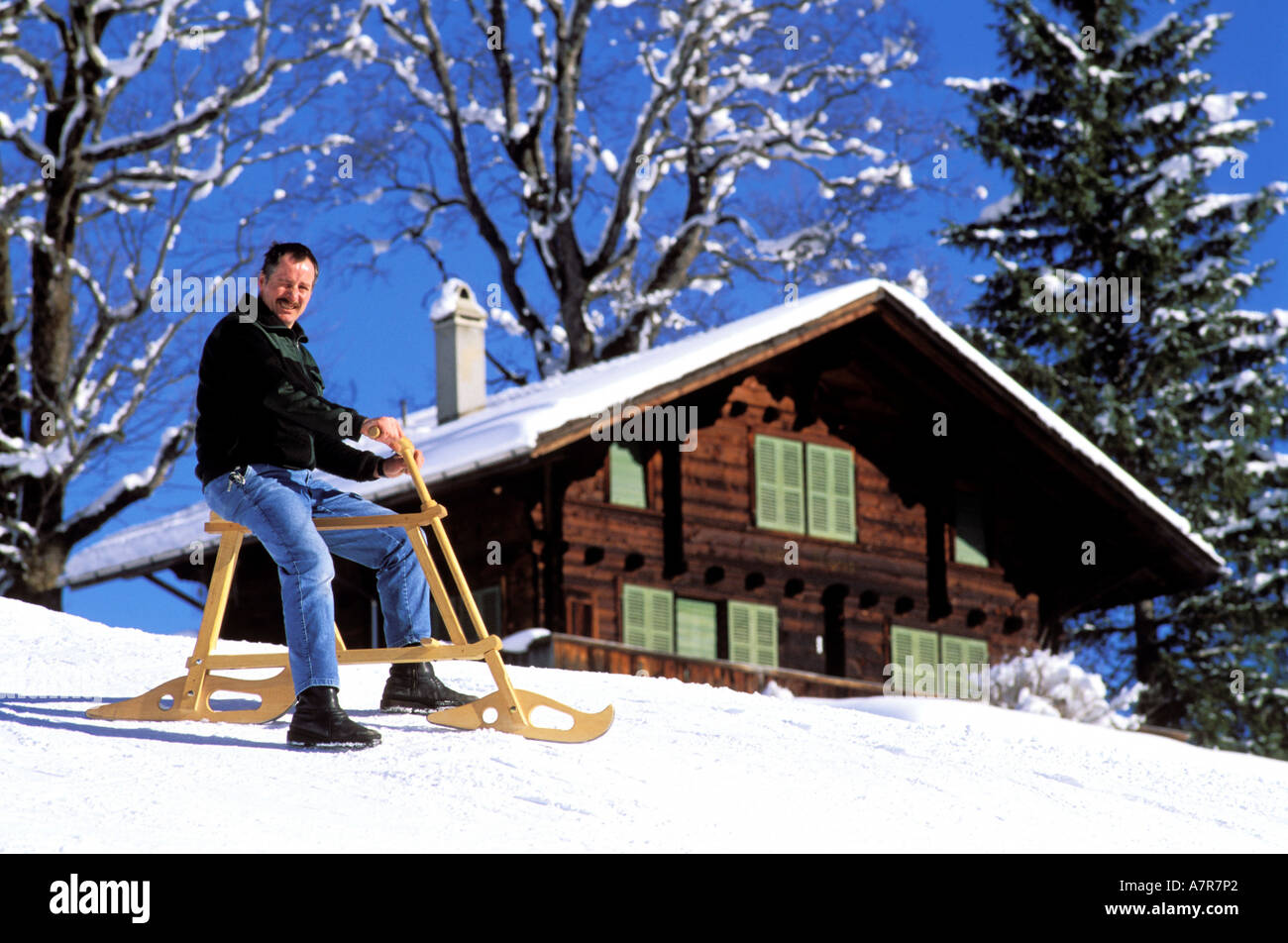 Switzerland, region of Bern (Bernese Oberland), Grindenwald, wooden ...