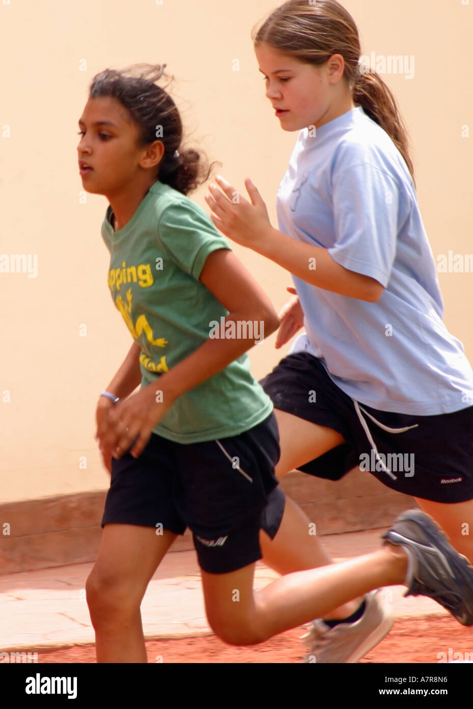 school girls running on sports day Stock Photo - Alamy
