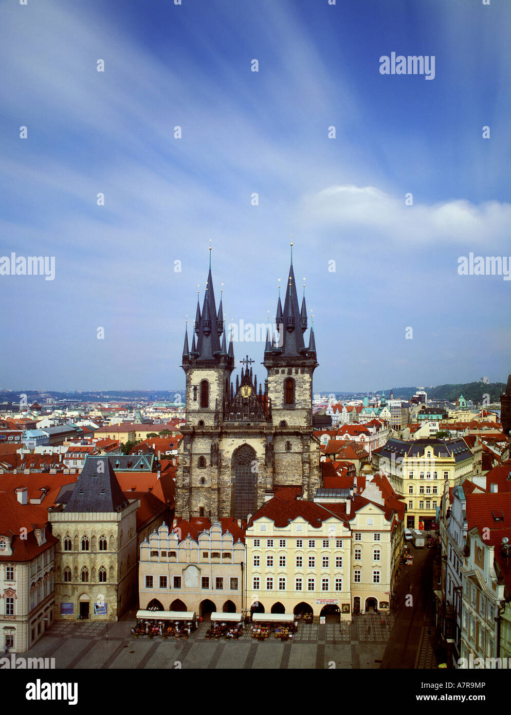 Aerial view of Church with blue sky Stock Photo - Alamy