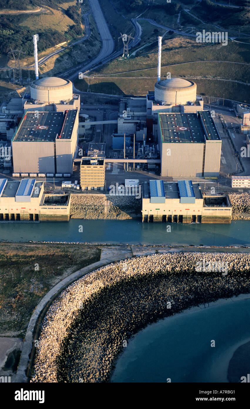 France, Seine Maritime, nuclear station of Penly (aerial view Stock ...