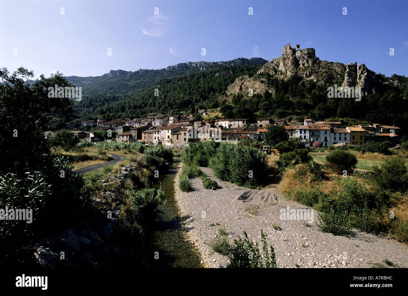 France, Aude, Padern village and castle in the Corbieres Cathares area ...