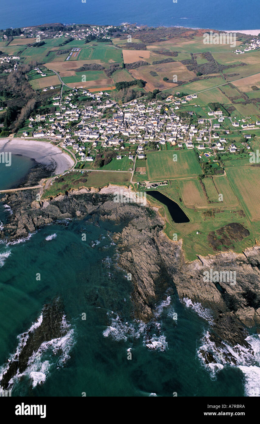 France, Morbihan, Groix island, Locmaria village on the South coast ...