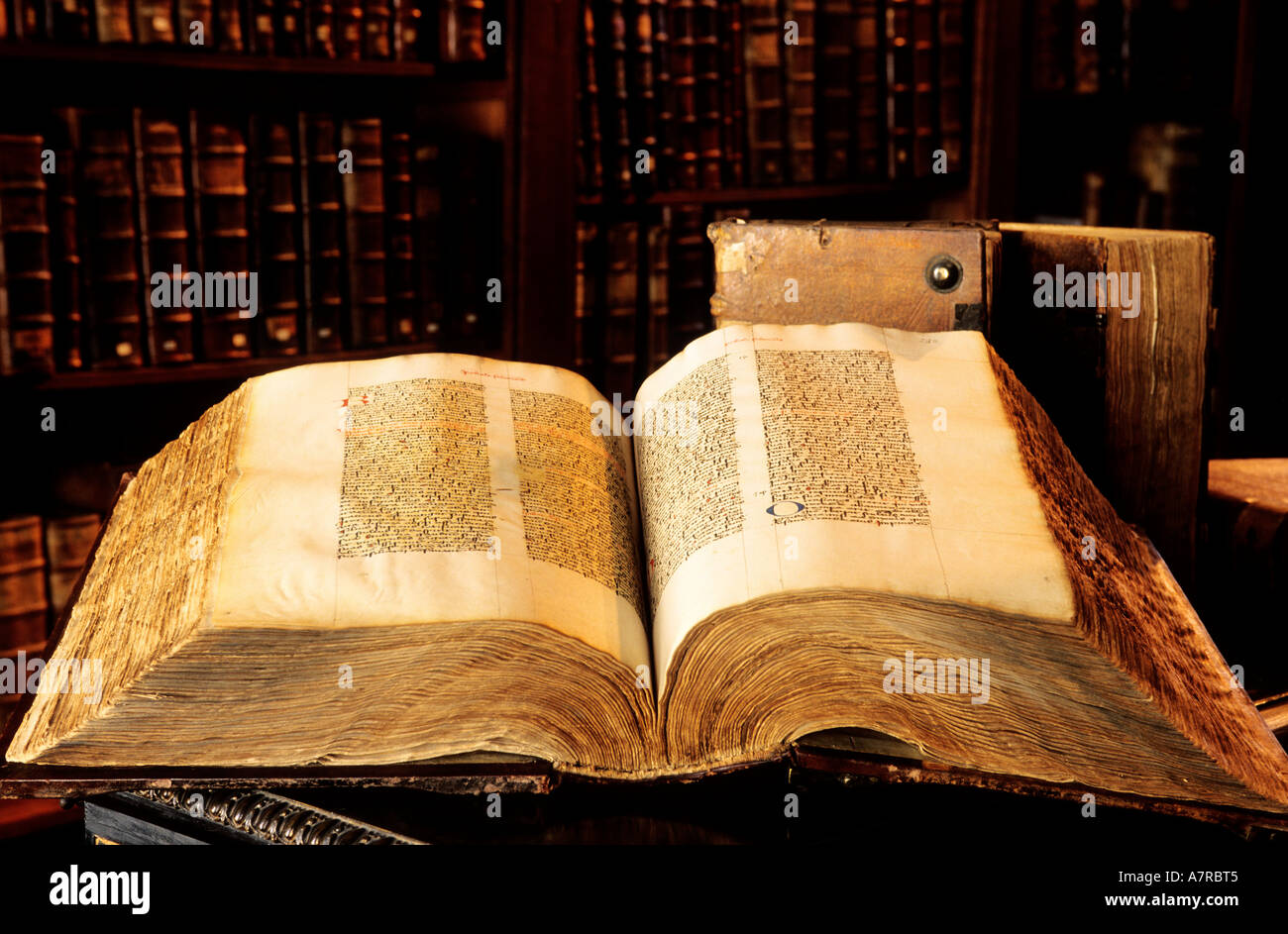 France, Bas Rhin, Selestat, old book of the famous humanist library ...