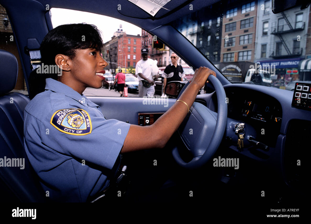 United States, New York, Manhattan, Upper West Side, police officer ...