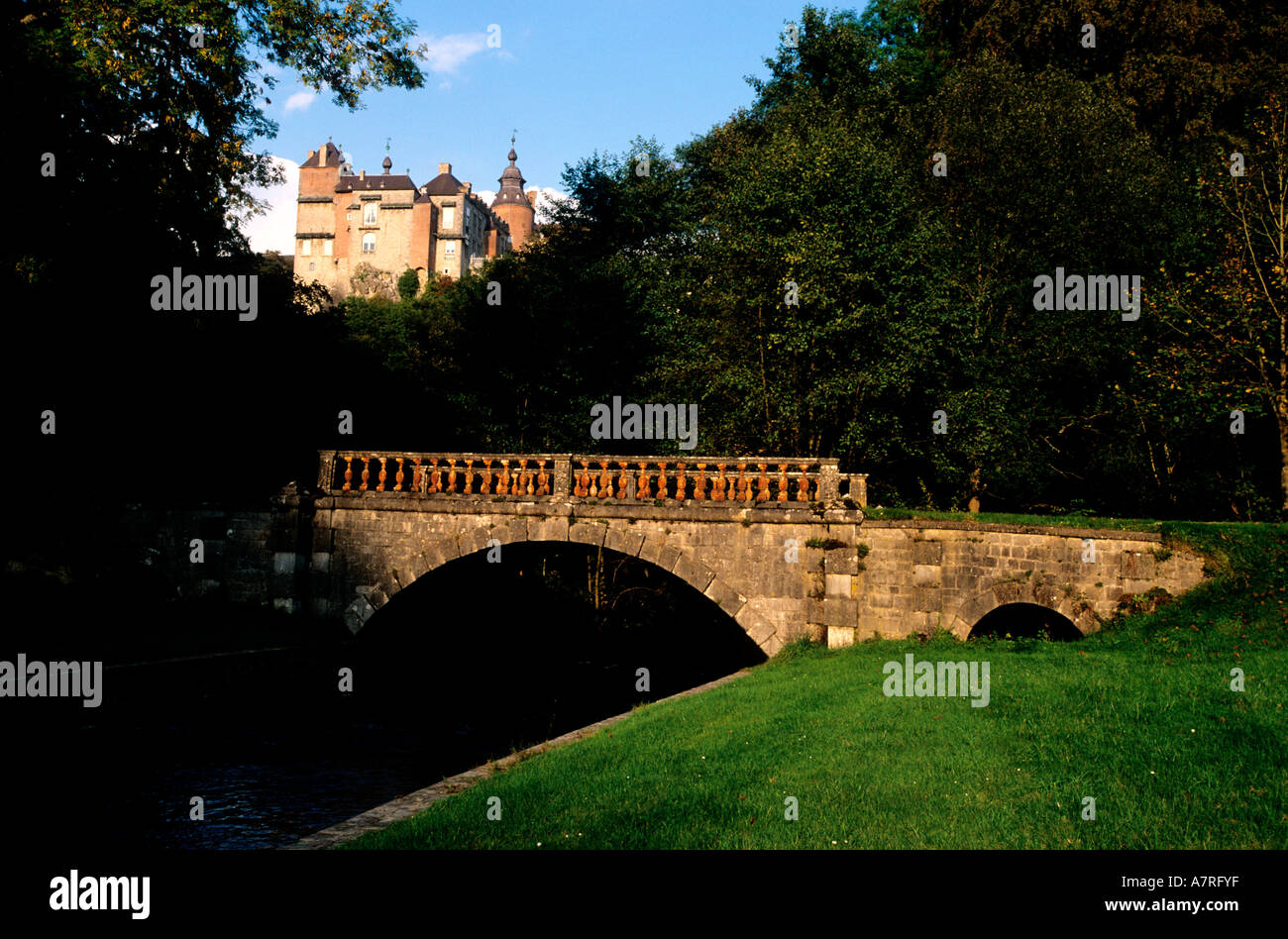 Belgium, Wallonia, Liege province, the Modave castle on the Hoyoux ...