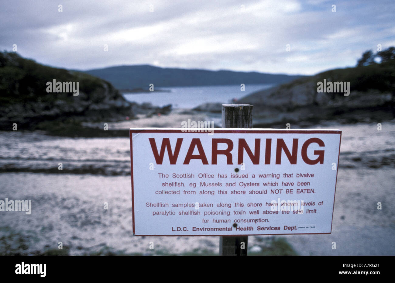 Sign on beach on Ardnamuchan peninsular in Scotland warning not to ...