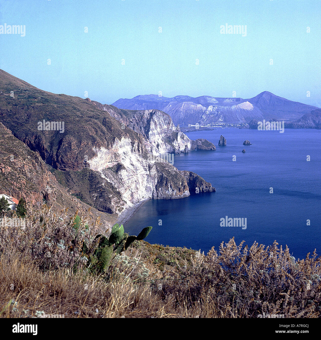 Rock formations at coast, Aeolian Islands, Sicily, Italy Stock Photo ...