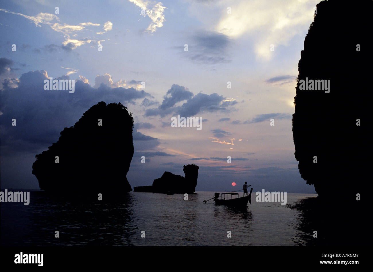 Thailand, Ko Pee Pee, Pee Pee Don island, Nui Bay at sunset ...