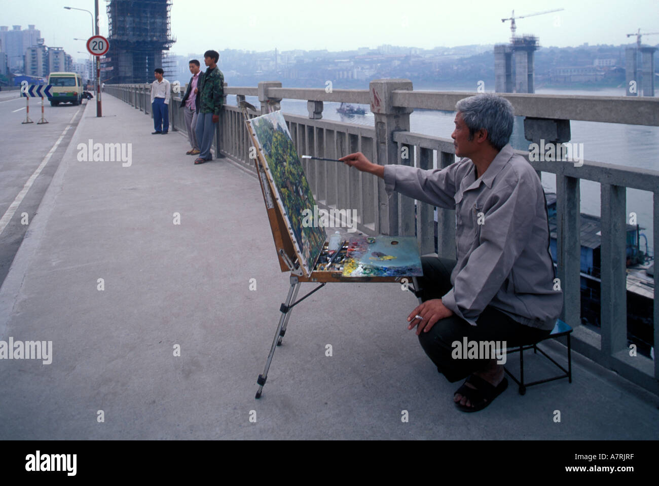 China Chongqing Province Chongqing MR Xiong Ji Yan paints scene of home ...