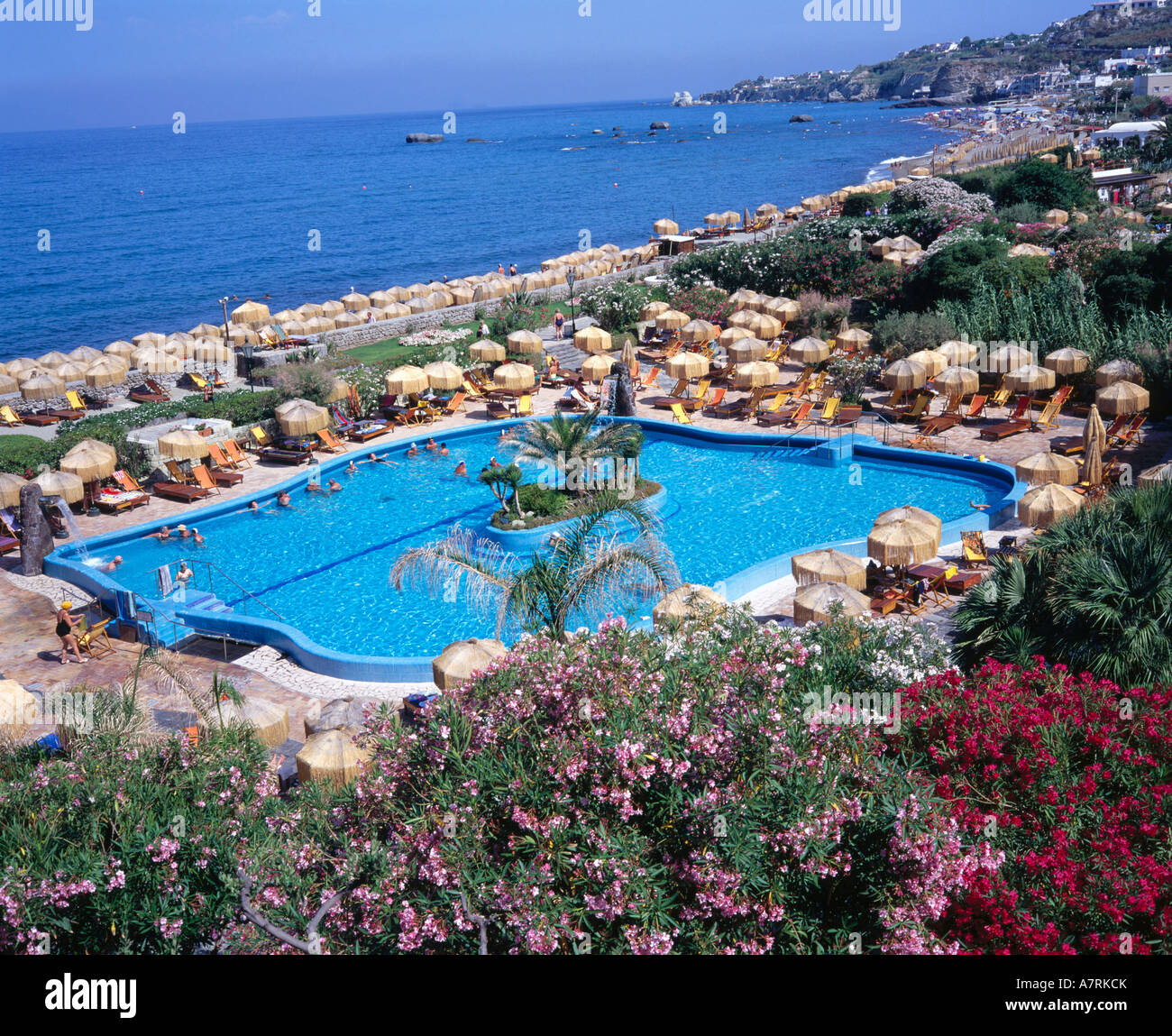 High angle view of swimming pool at resort Ischia Island Italy Stock ...