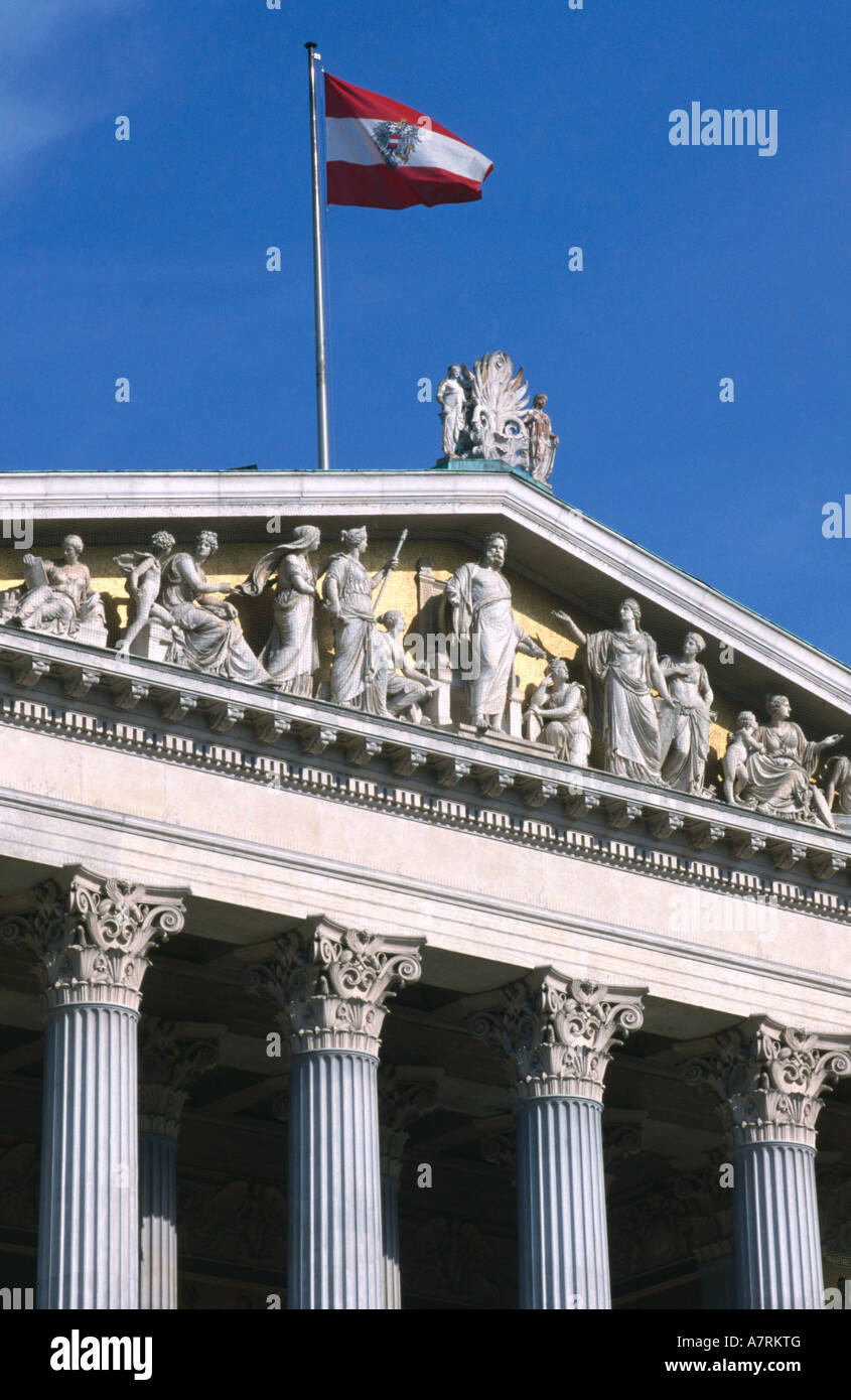 Low angle view of statues on wall of government building Stock Photo ...