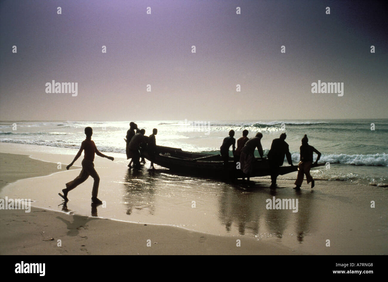 Senegal, Dakar region, village of Kayar, arrived from the fishermen in ...