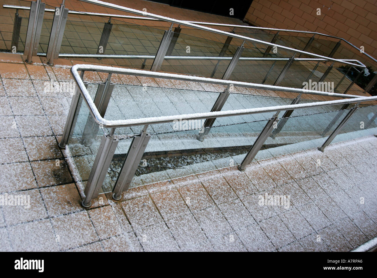 Walkway covered in snow and ice Stock Photo - Alamy