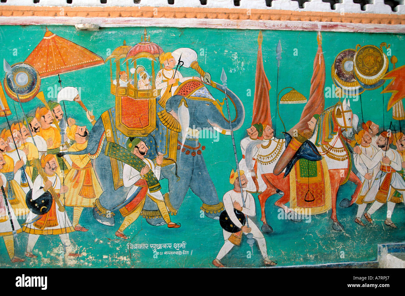 India, Rajasthan, a mural Stock Photo - Alamy