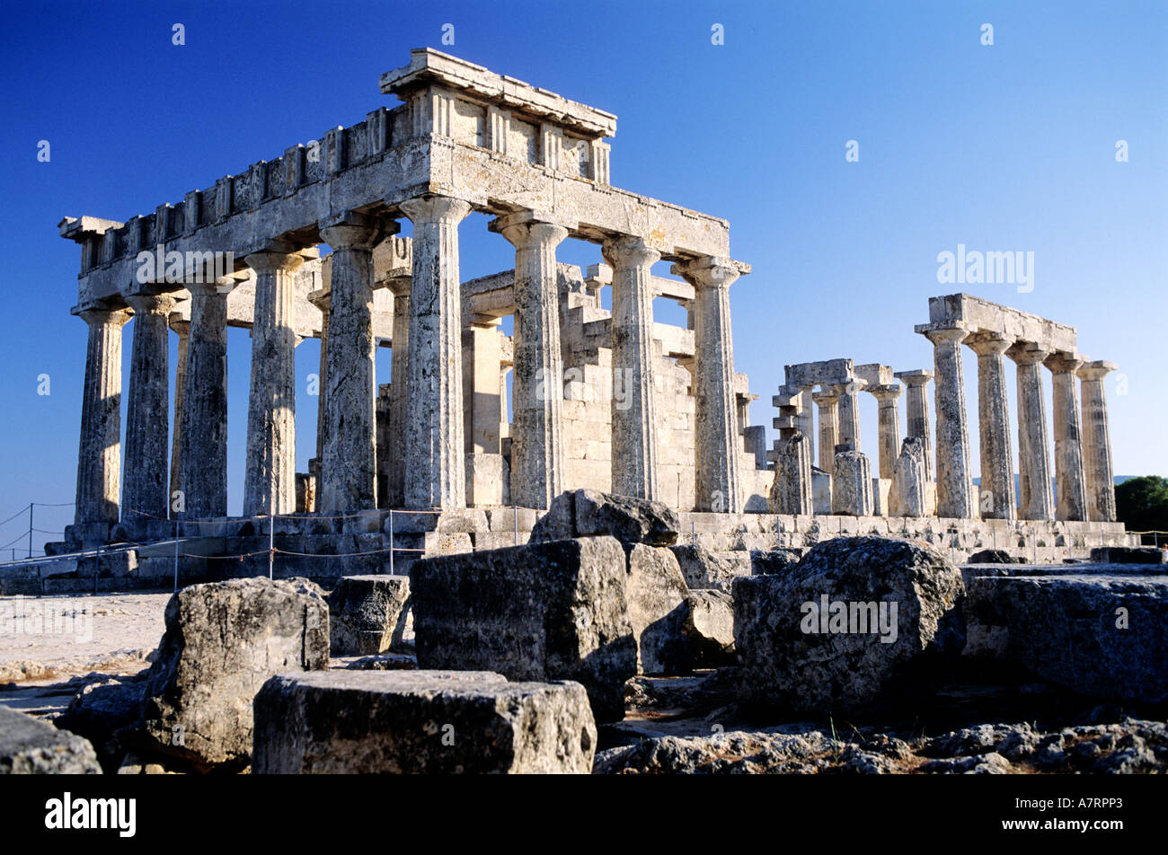 Greece, Saronic Islands, Egine, Aphia temple Stock Photo - Alamy