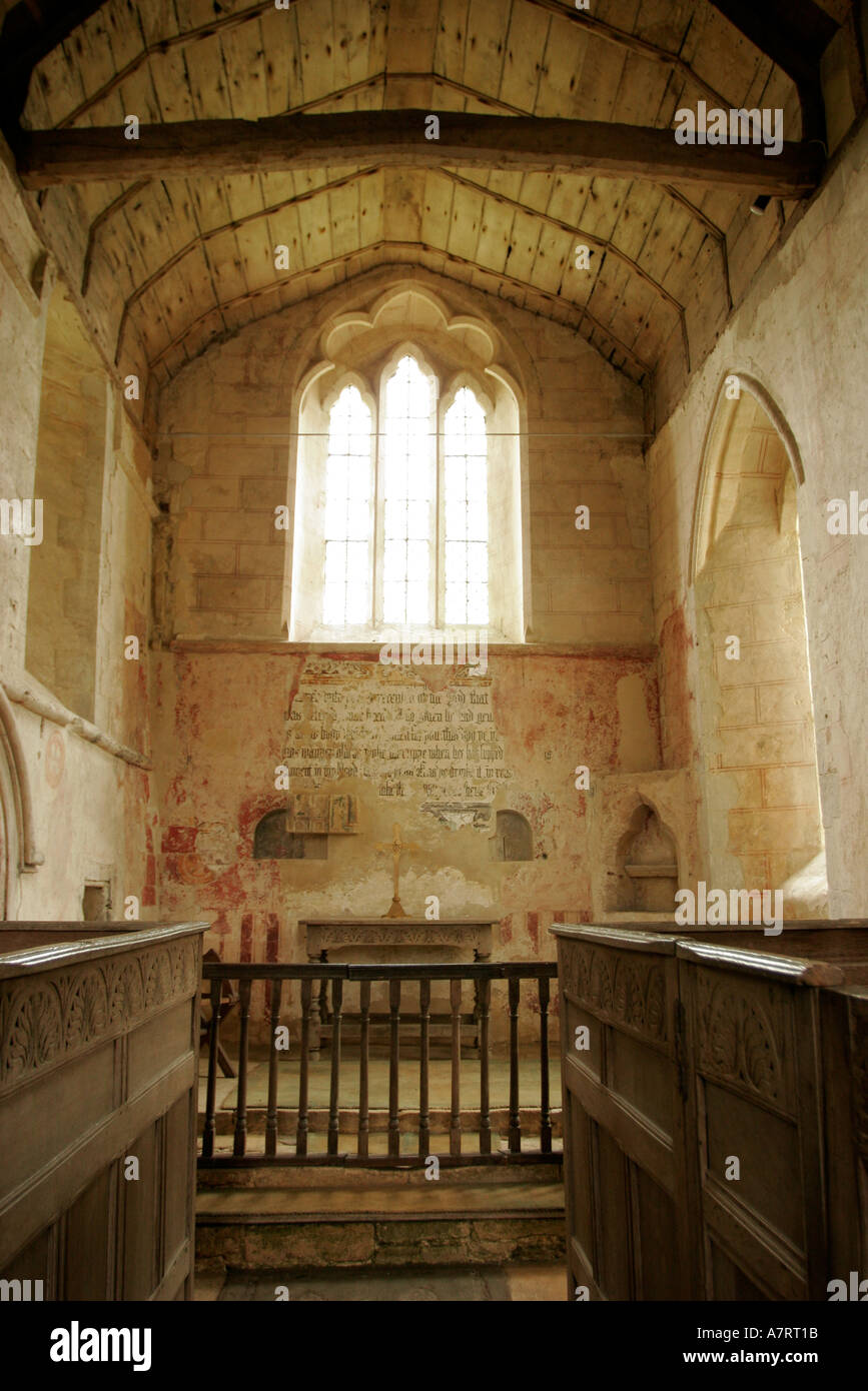 Interior of Inglesham Church Gloucestershire with ancient box pews and ...