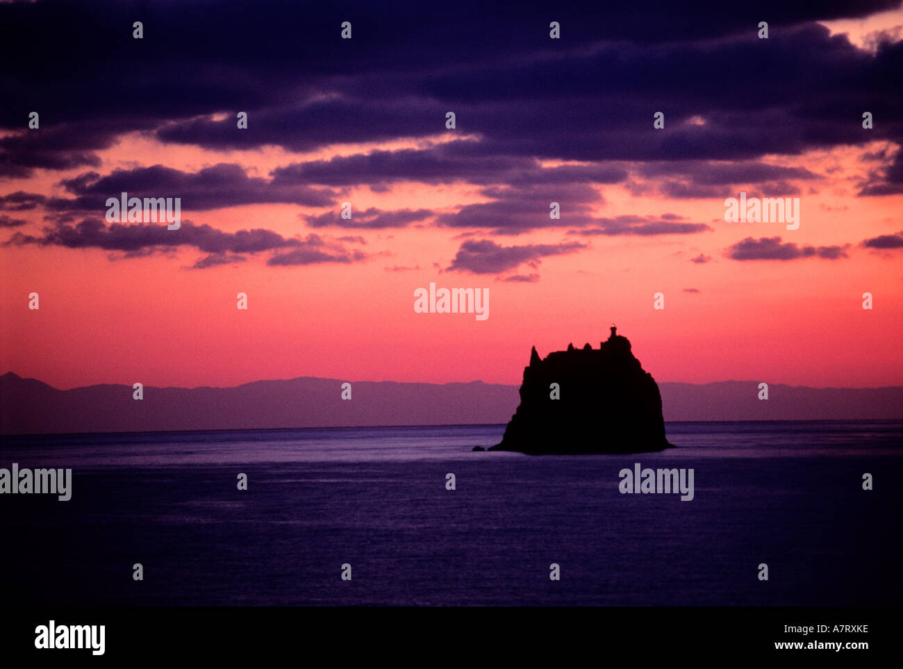 Italy, Sicily, Aeolian Islands, Stromboli island, Strombolicchio Rock ...