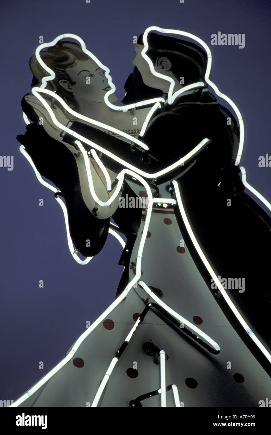 NA, USA, Washington, Seattle, Neon sign for ballroom dancing in Seattle ...