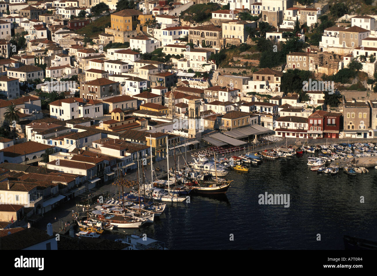 Greece, Saronic Islands, Hydra Island, Hydra-city and its harbour Stock ...