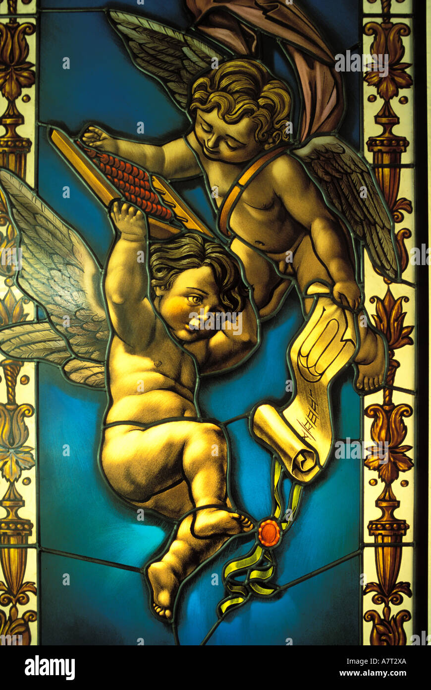 Italy, Tuscany, Siena, stained glass window of the Vetrate Artistiche ...