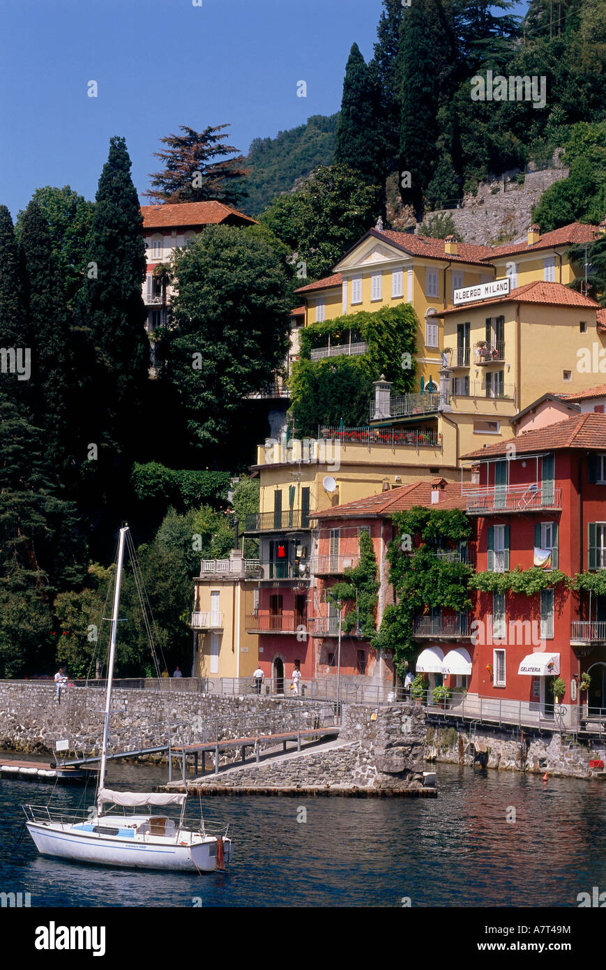 Sailboat in lake Lake Como Lombardy Italy Stock Photo - Alamy