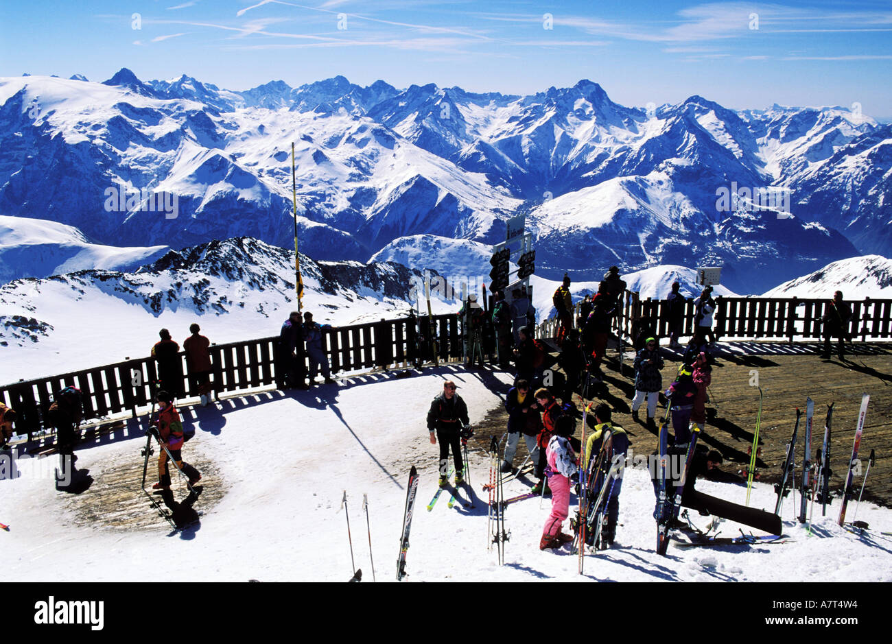 France, Isere, Alpe d' Huez ski resort, panorama from Pic Blanc at ...
