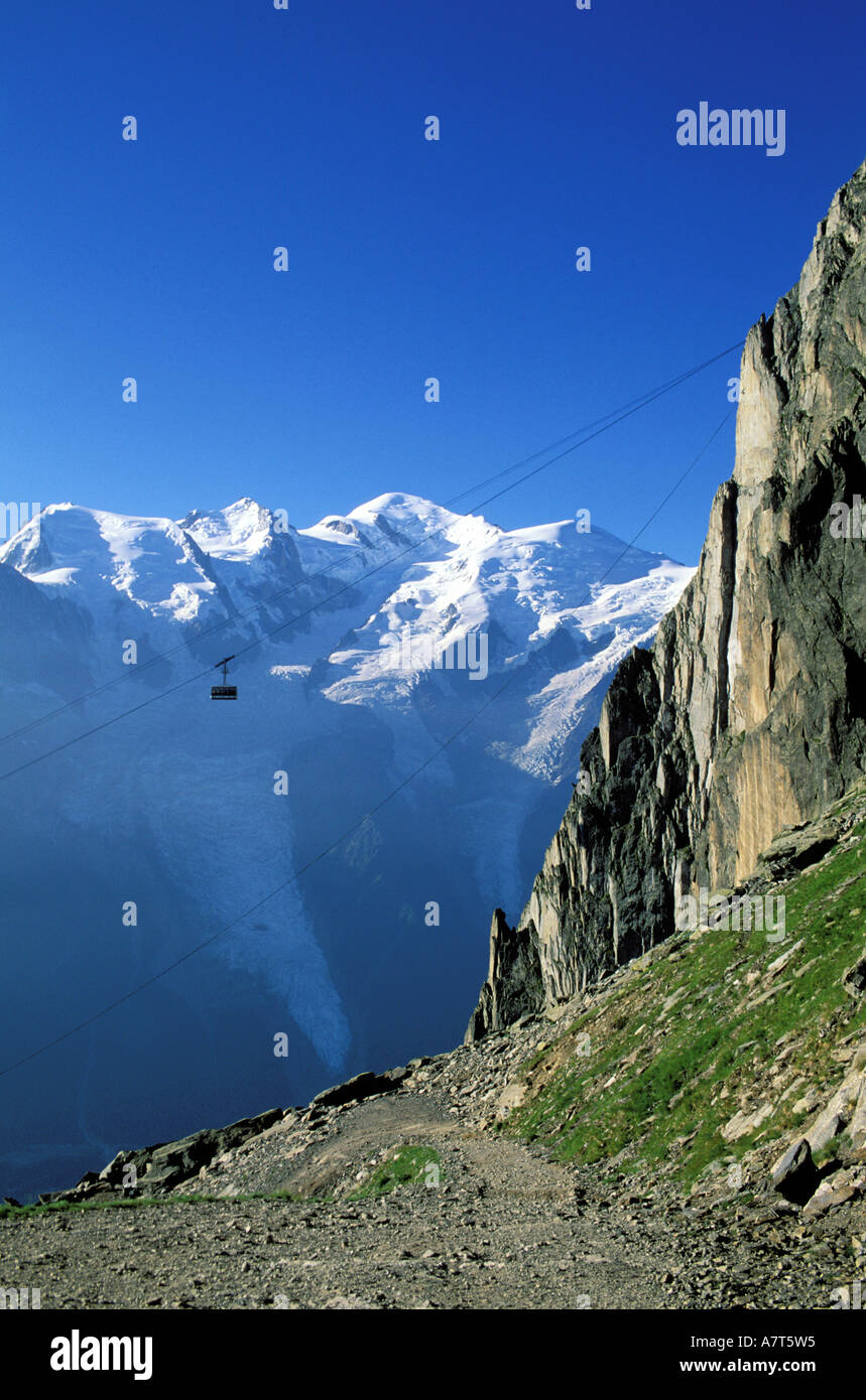 France, Haute Savoie, Mont Blanc massif, Brevent cable car Stock Photo ...