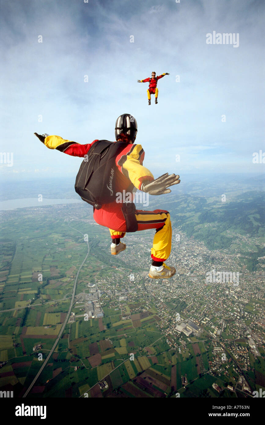 Aerial view on sky diver in the air Stock Photo - Alamy