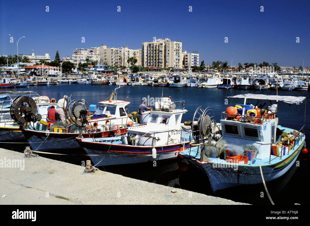 Cyprus, the fishing harbour of Larnaca Stock Photo - Alamy