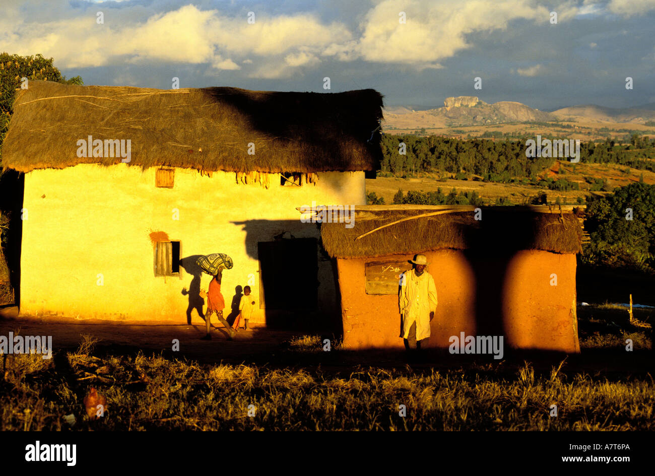 Madagascar, Central Highlands, Ambalavao, typical cob architecture ...