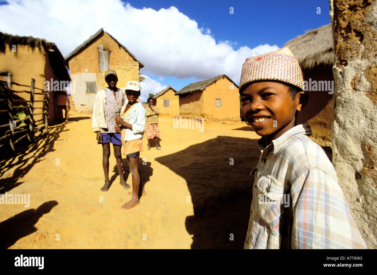 Madagascar, Central Highlands, Ambalavao, typical cob architecture ...