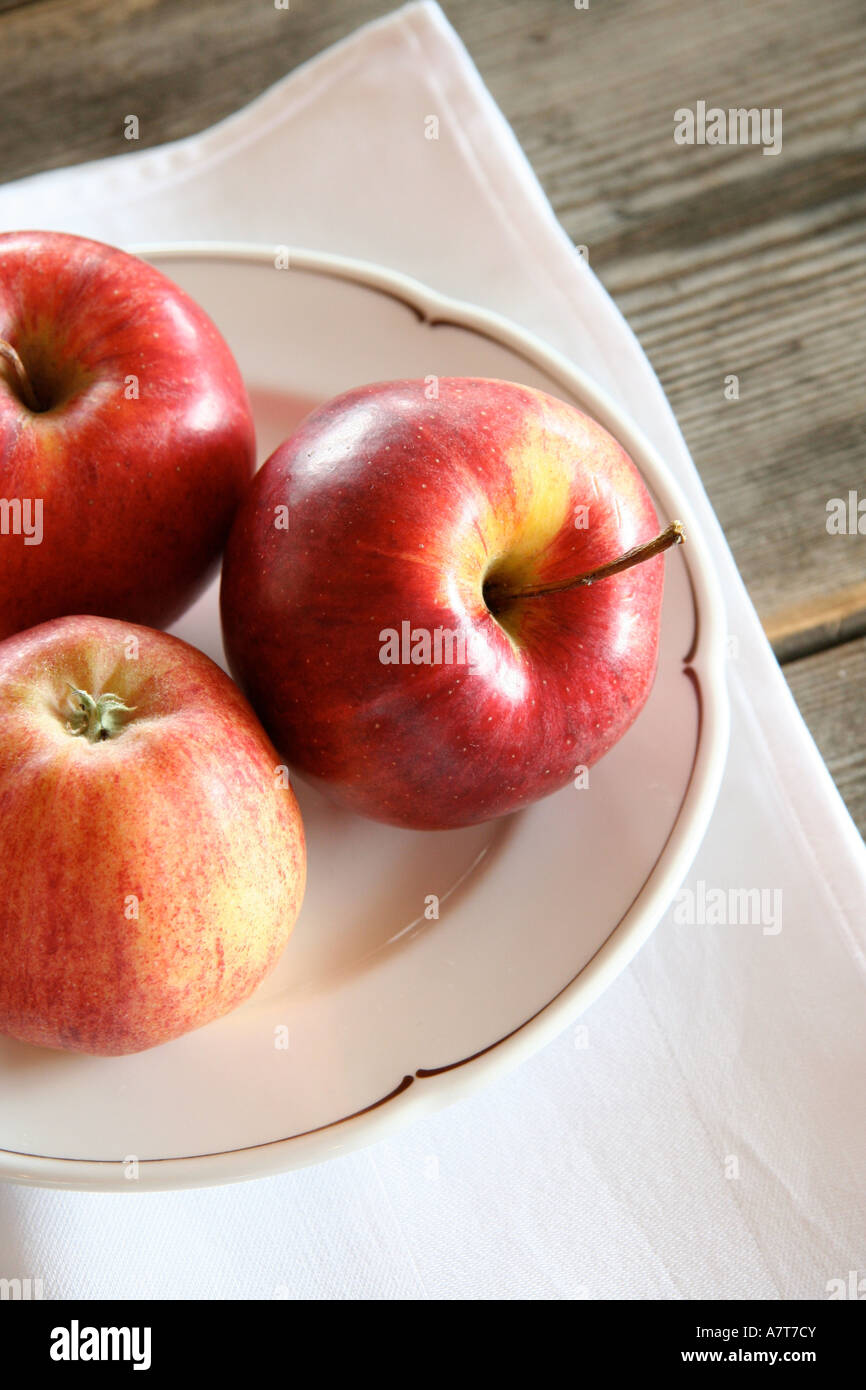 Close-up of apples on plate Stock Photo - Alamy