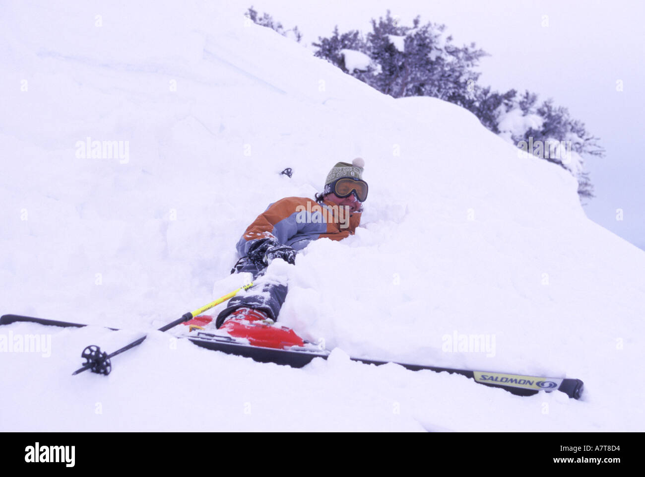 Man Falling Down Skiing Stock Photo - Alamy