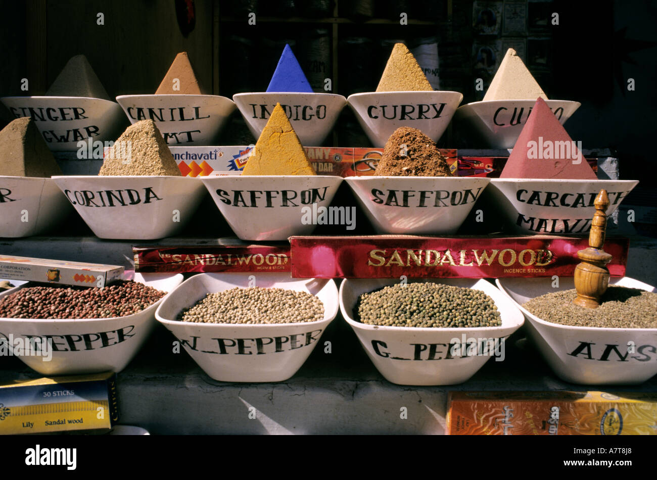 Egypt, Nile Valley, spices stall in Aswan souk Stock Photo - Alamy