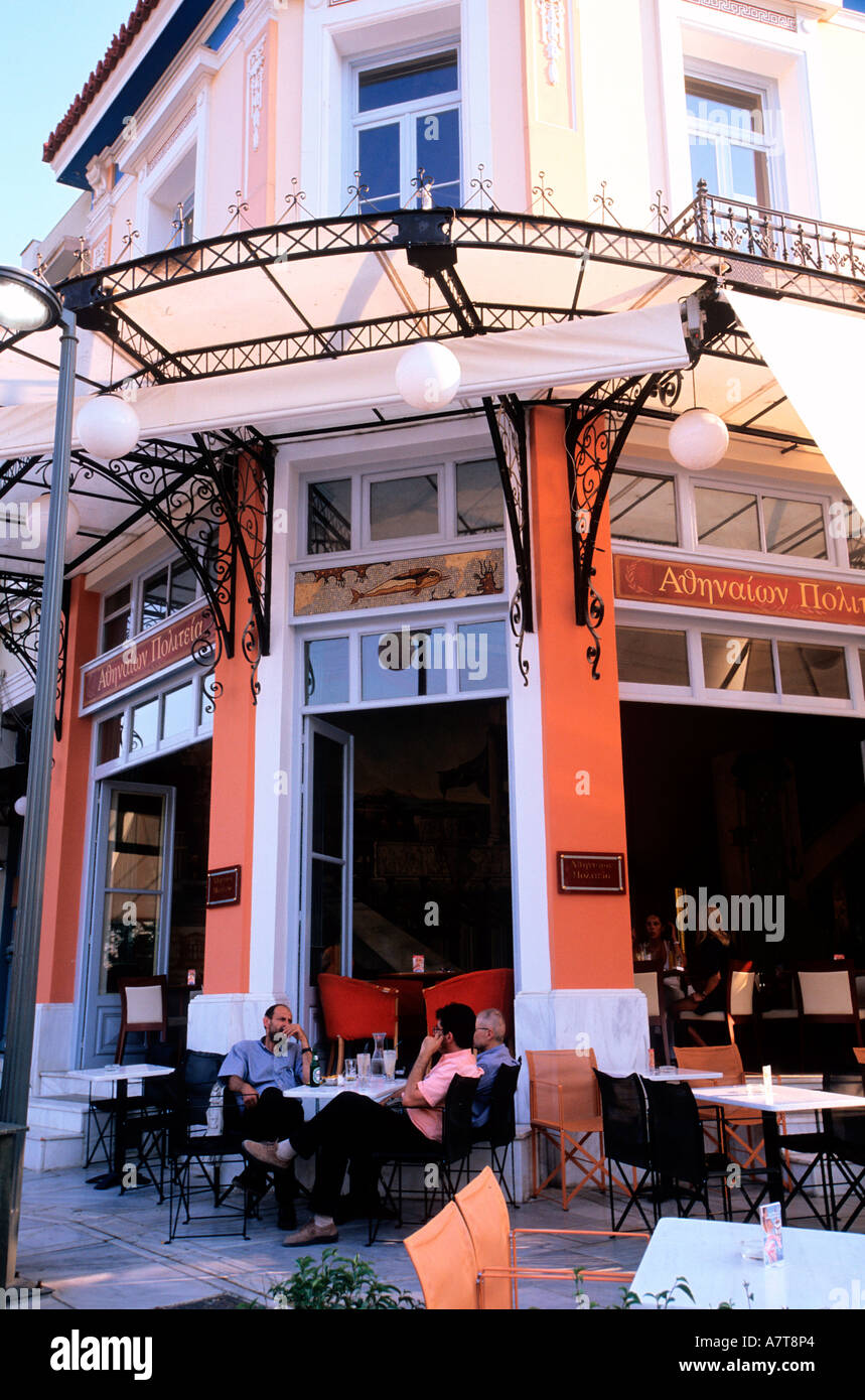 Greece, Athens, a pavement café in the famous Thissio district Stock ...