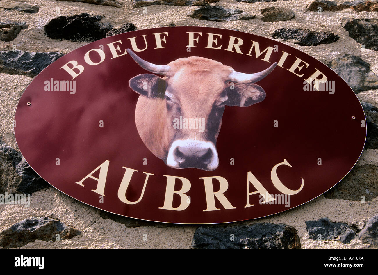 France, Aveyron, sign of Aubrac farm beef Stock Photo - Alamy
