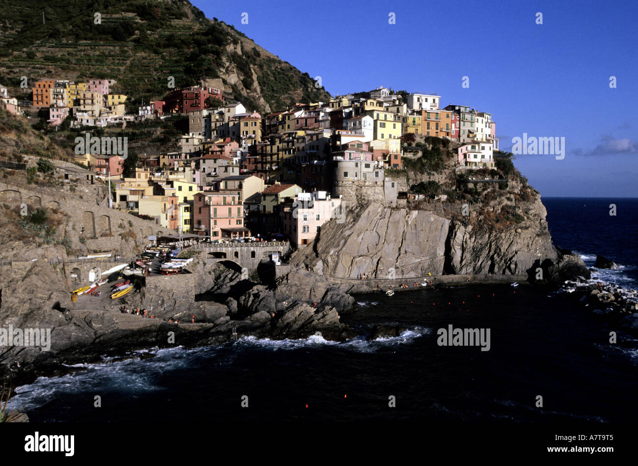Italy, Liguria, Manarola village in the Five Lands national park ...
