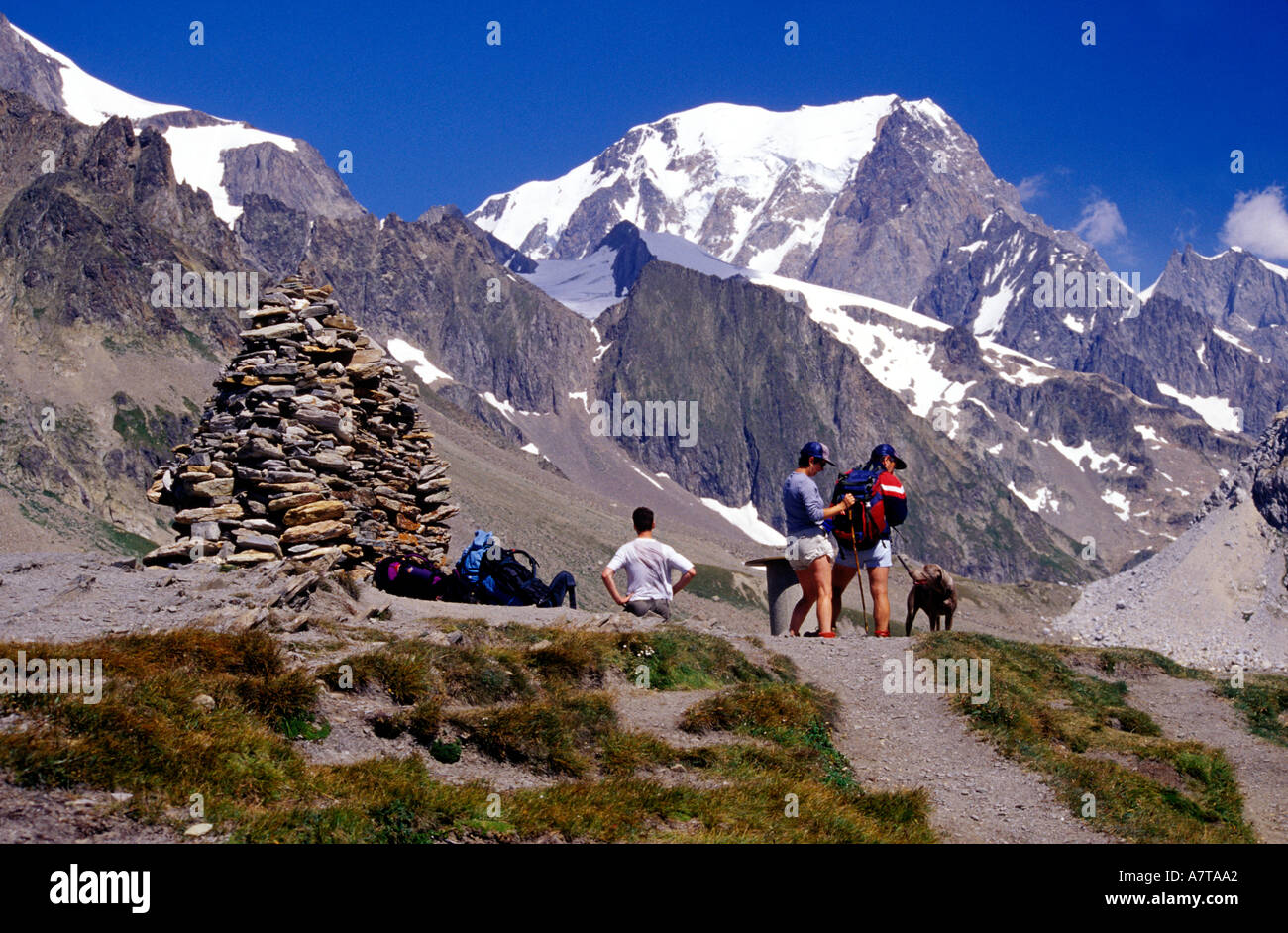 Col overlooking Mont Blanc Stock Photo - Alamy