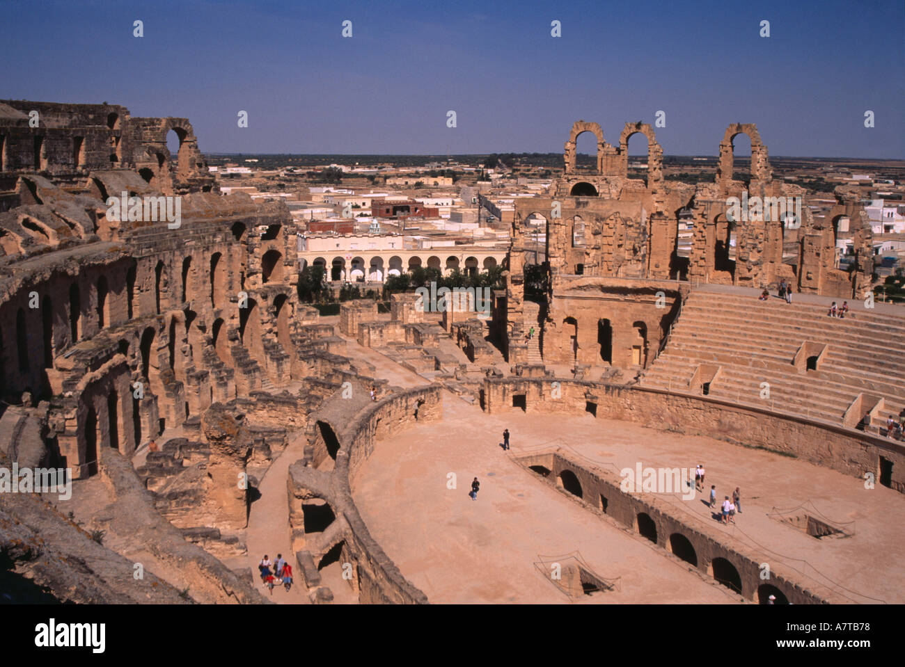 View of inside El Jem the fifth largest Roman amphitheatre in the world ...