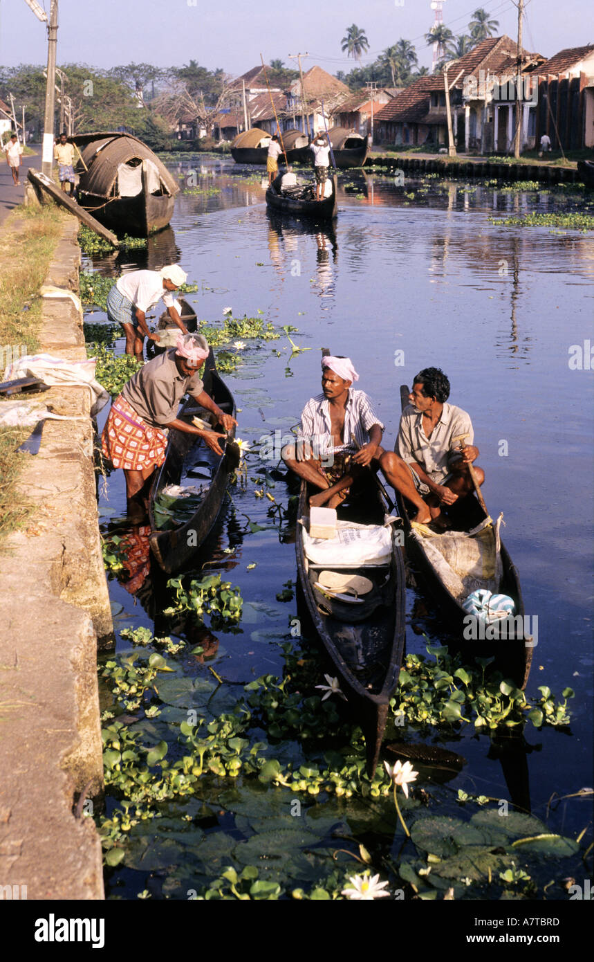 India, Kerala State, Alappuzha (Alleppey), the Venice of India is a ...