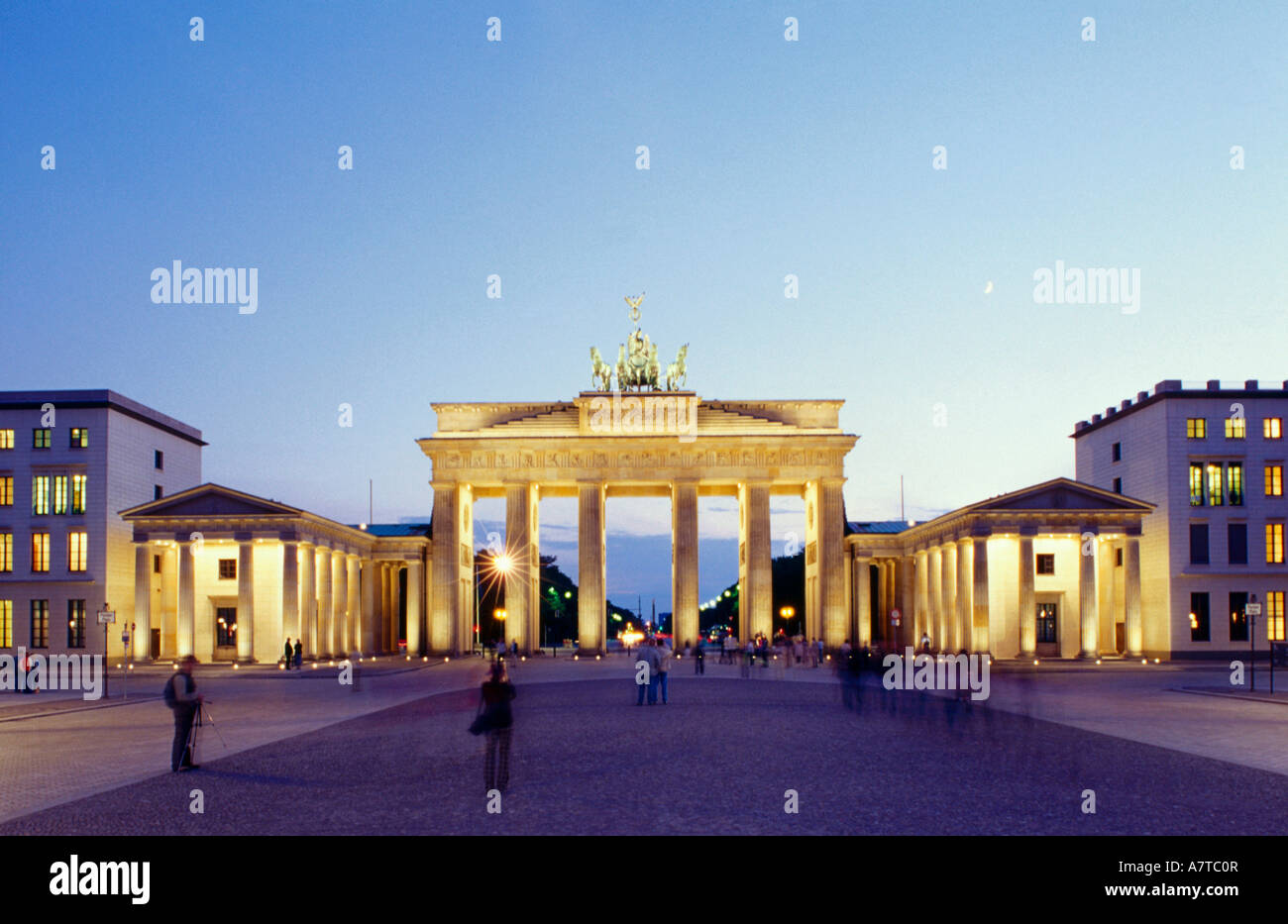 Silhouette of tourists in front of gate Brandenburg Gate Berlin Germany ...