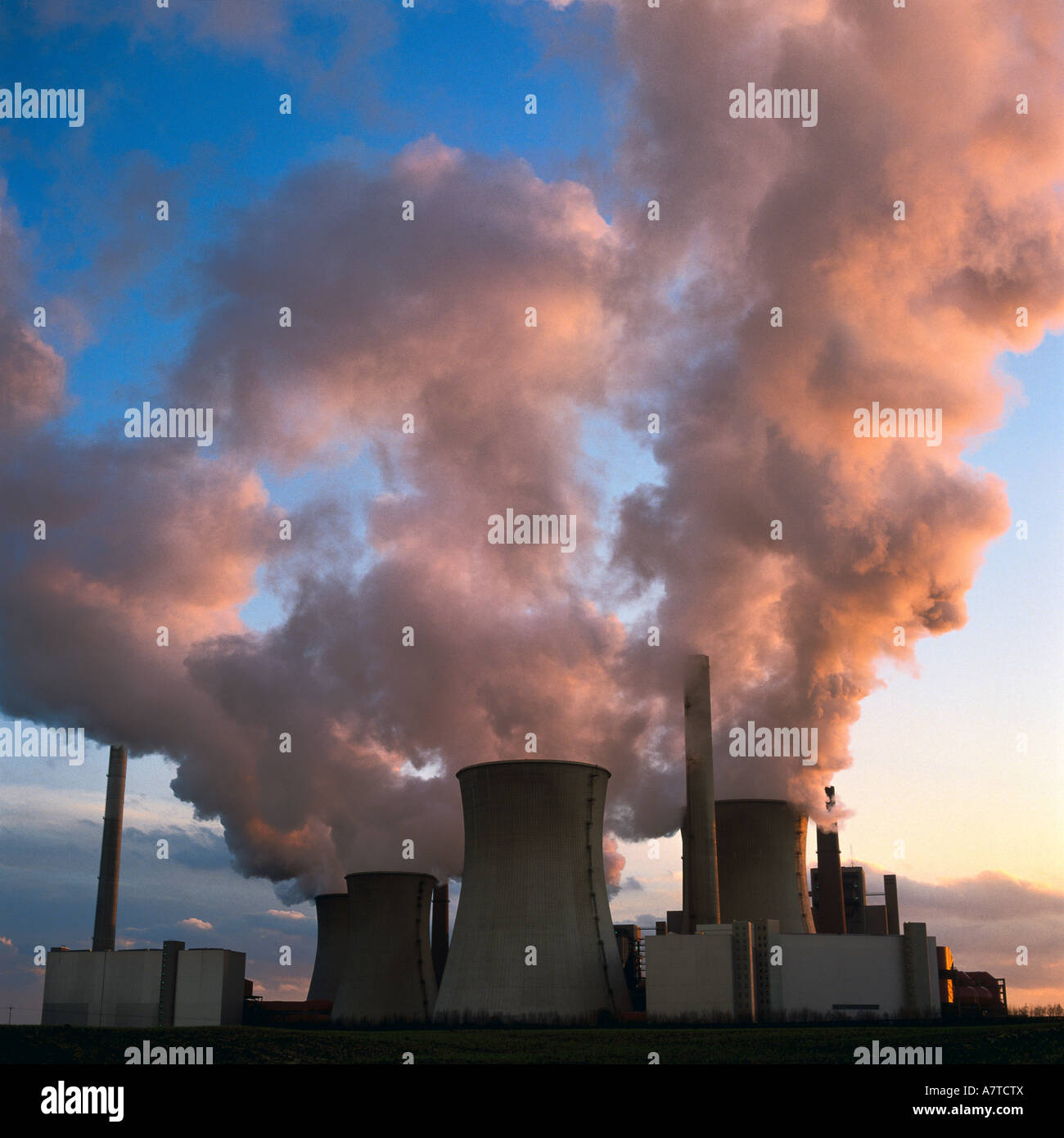 Cooling towers of power station, Neurath, Germany Stock Photo - Alamy