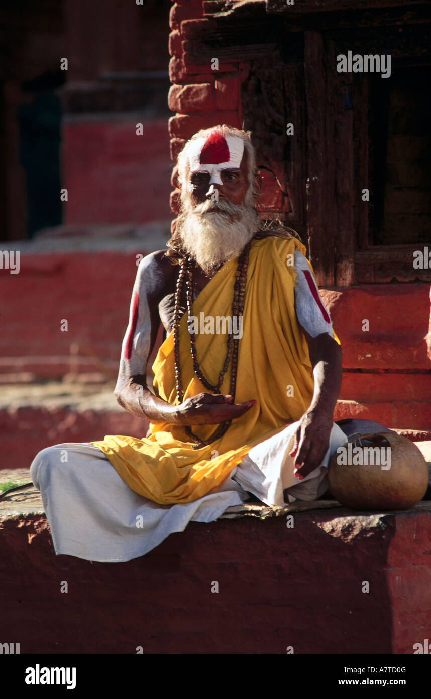 Sadhu sitting and praying, Kathmandu, Nepal Stock Photo - Alamy