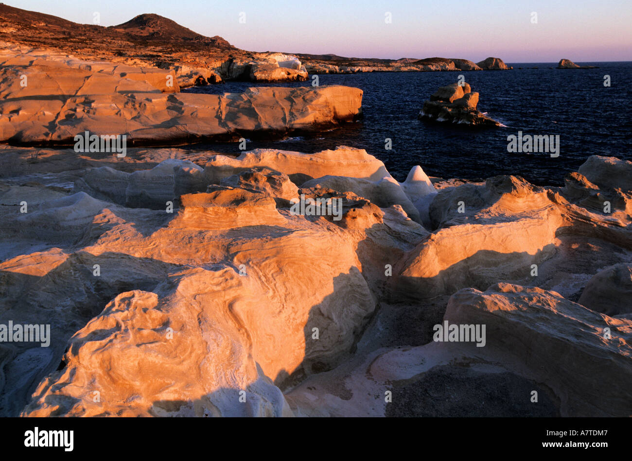 Greece, Cyclades Islands, Milos Island, the lunar landscape of ...