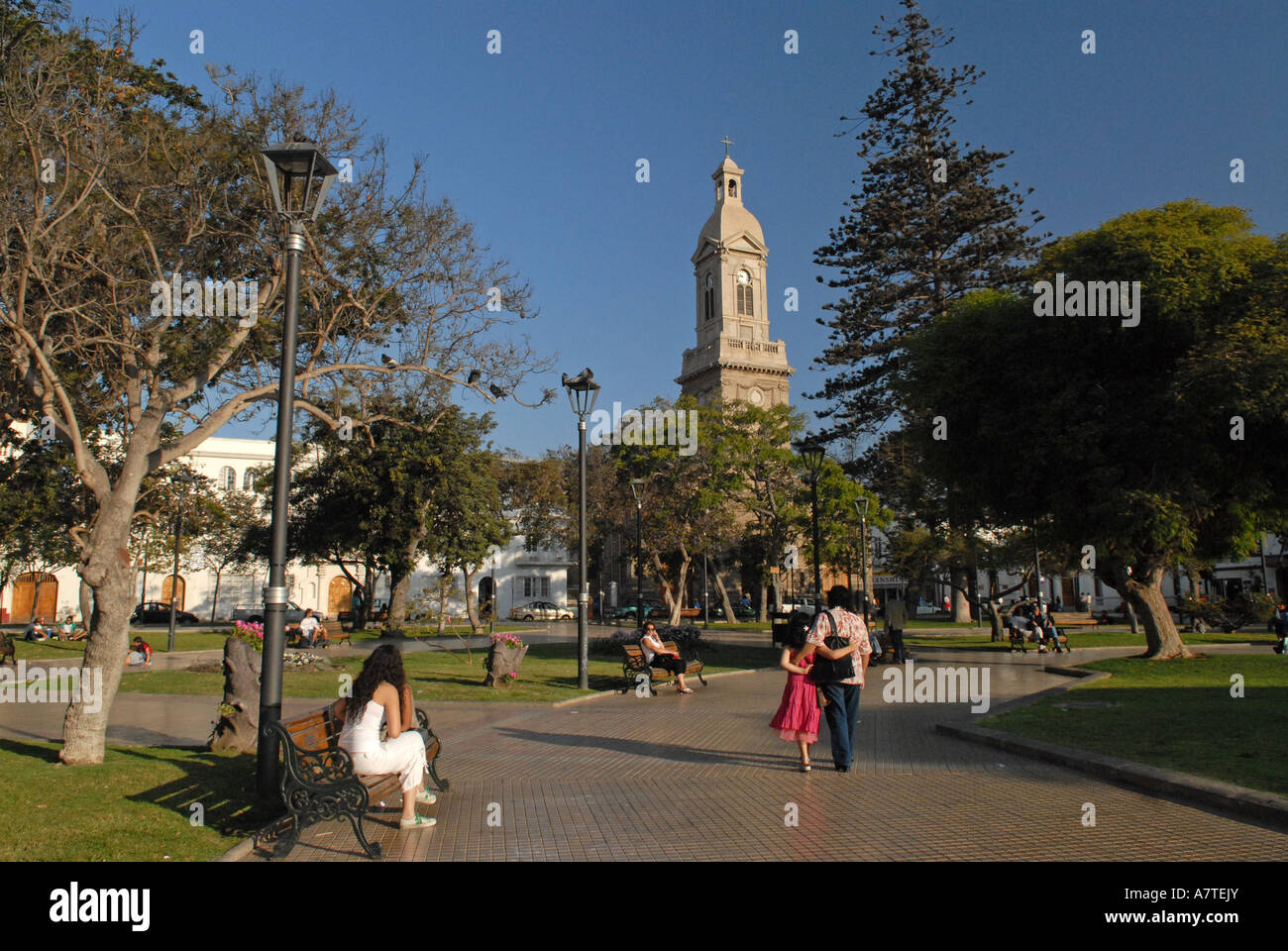 Chile city of La Serena Main square and Cathedral La Serana El Qui ...