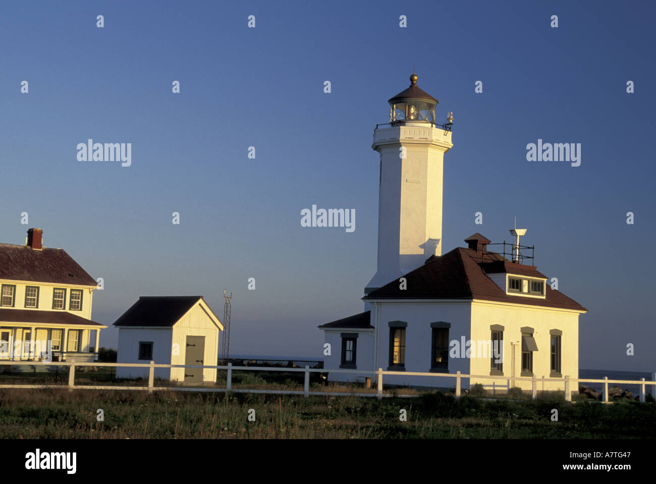 USA, Washington, near Port Townsend. Pt Wilson lighthouse, entrance to ...